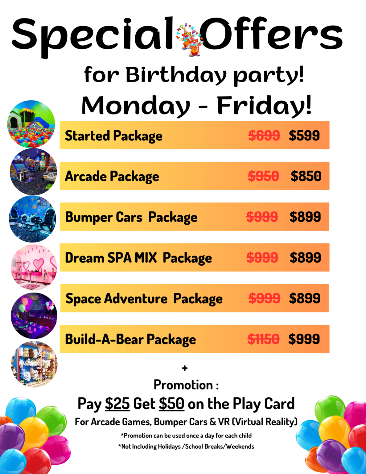 Birthday Packages - Land O Fun - Indoor Playground - Arcade - Kids ...