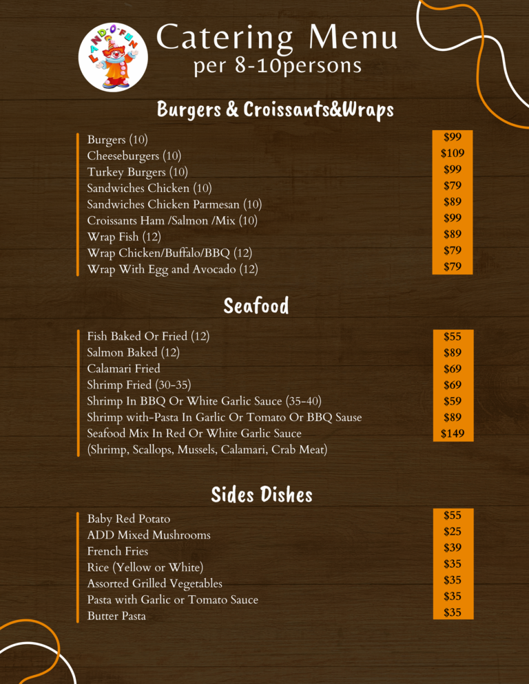 Catering Menu - Land O Fun - Indoor Playground - Arcade - Kids Birthday ...