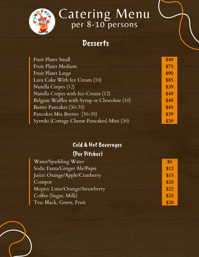 Catering Menu - Land O Fun - Indoor Playground - Arcade - Kids Birthday ...