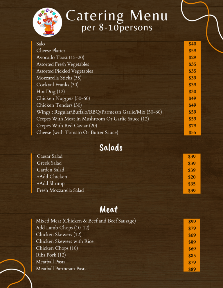 Catering Menu - Land O Fun - Indoor Playground - Arcade - Kids Birthday ...