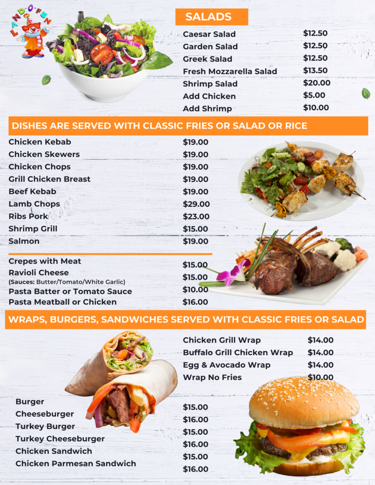 Food and Drinks - Land O Fun - Indoor Playground - Arcade - Kids ...