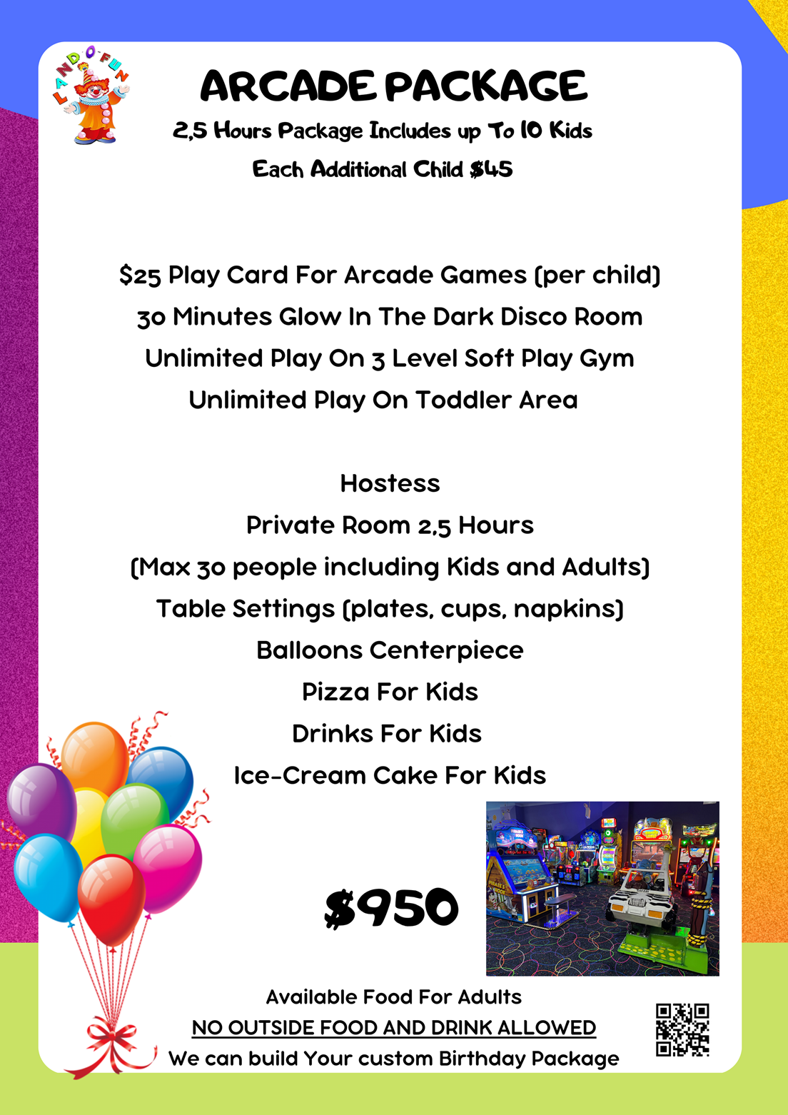 Birthday Packages - Land O Fun - Indoor Playground - Arcade - Kids ...
